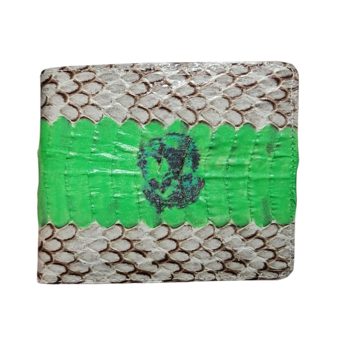 Genuine Grey Cobra Snake Skin Men's Wallet Bifold Indian Tribes Mark ...