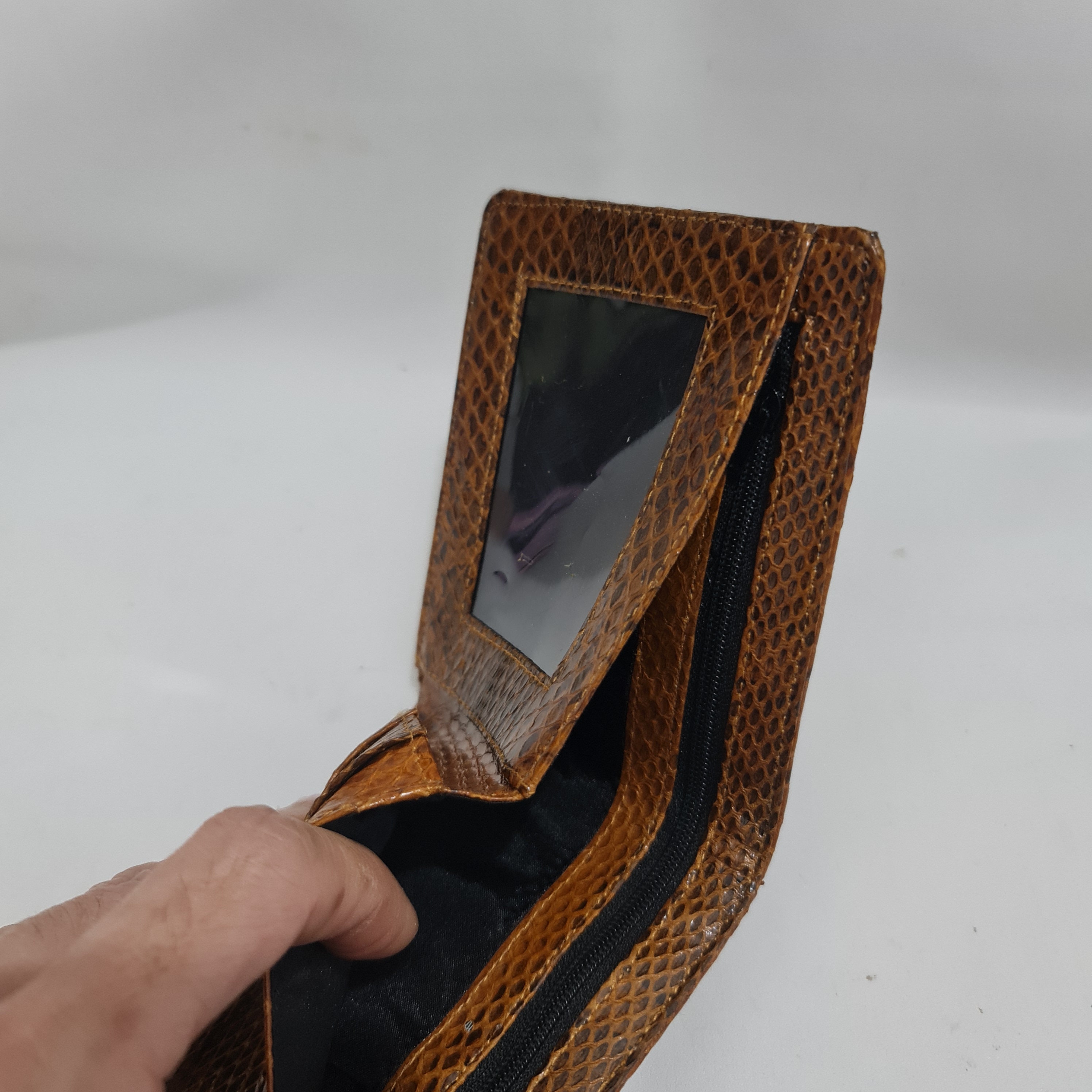 Genuine Monitor Lizard Combi Snake Skin Men's Wallet Bifold Black Brown ...