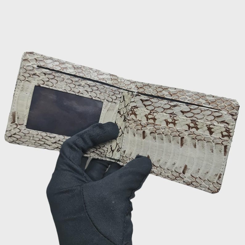 Bifold Mens Snake Wallet Grey Cobra Snake Skin Wallet Exotic Handmade ...