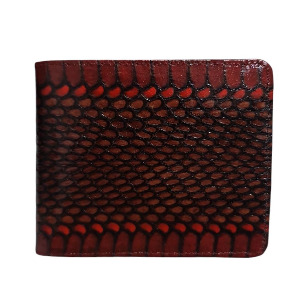 Genuine Cobra Snake Skin Men's Wallet Bifold Dark Brown Handmade Snake ...