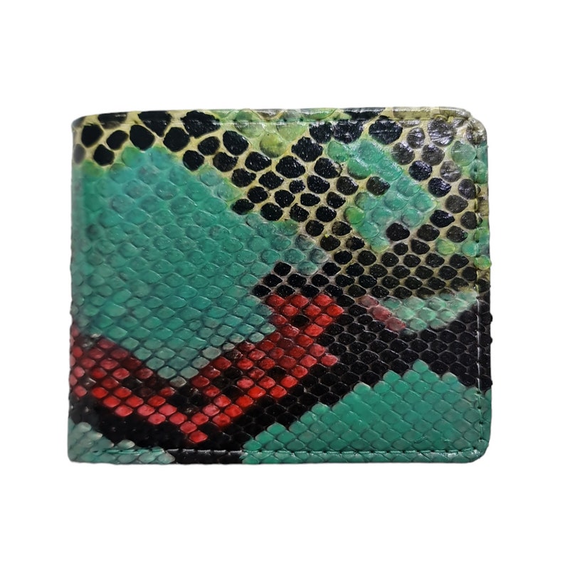 Genuine Snake Wallet Skin Men's Phyton Sanca Multicolor Wallet Short Bifold Exotic With Hand ...