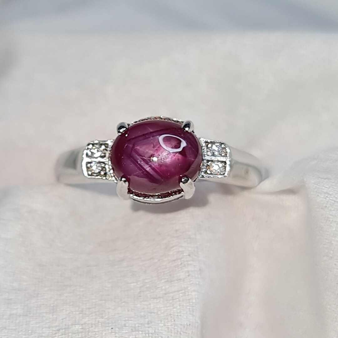 Natural 2.60 CT Star Ruby Silver 925 Ladies Ring Stamp - Etsy