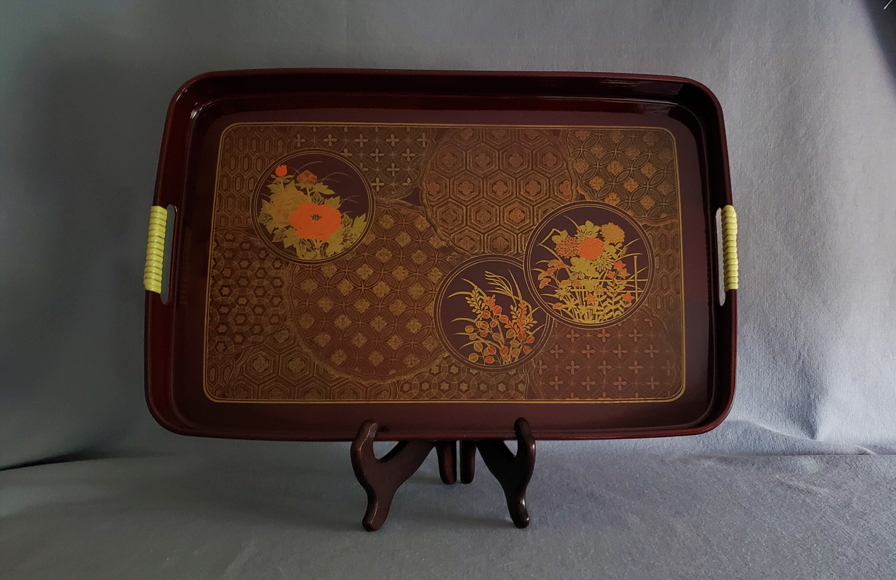 Japanese Enamel-look Serving Tray by Toyo Deep Red and Black - Etsy