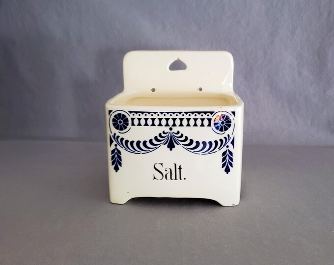 Blue and White Ceramic German Salt Box, Features Traditional Design in ...