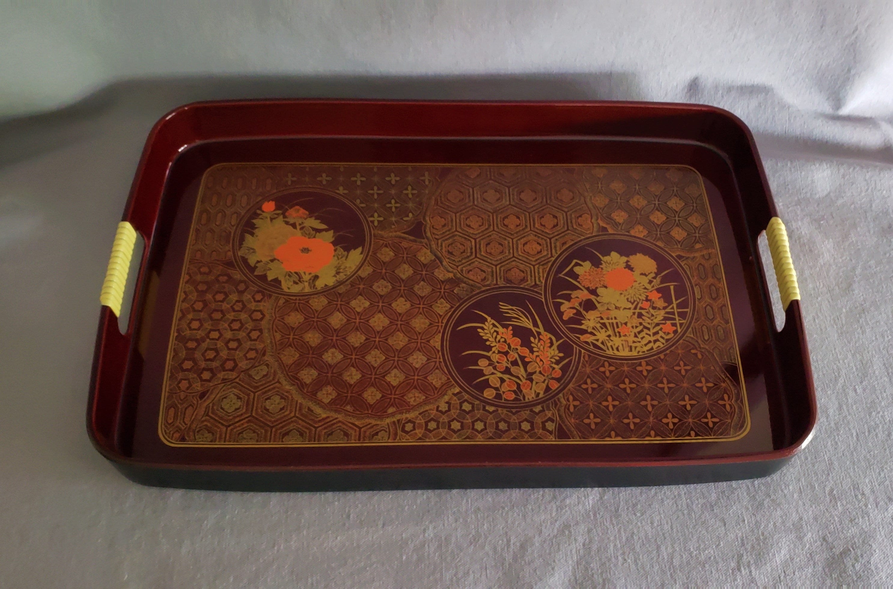 Japanese Enamel-look Serving Tray by Toyo Deep Red and Black - Etsy