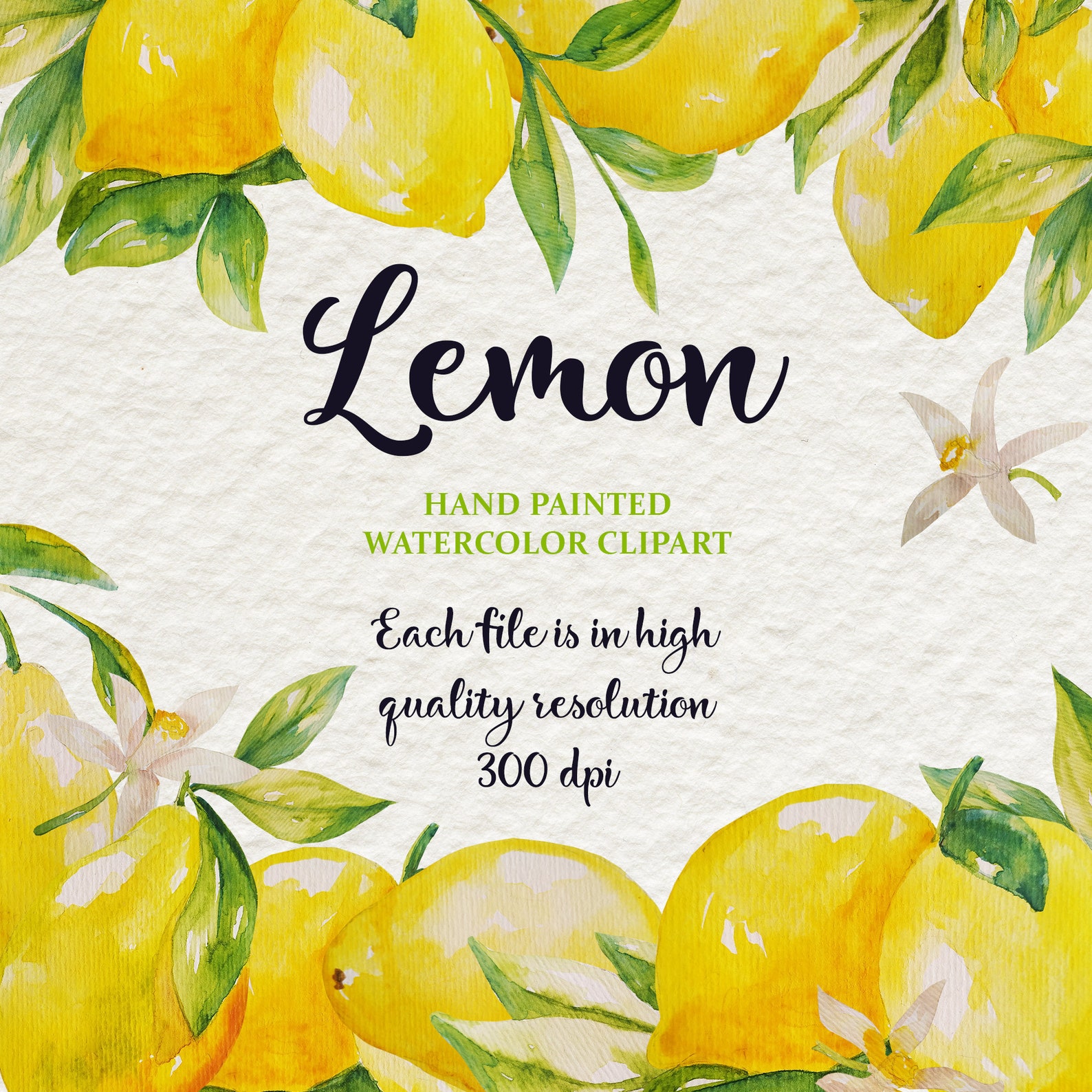 Watercolor Lemon Clipart Set, Hand Painted Graphics, Digital Download ...
