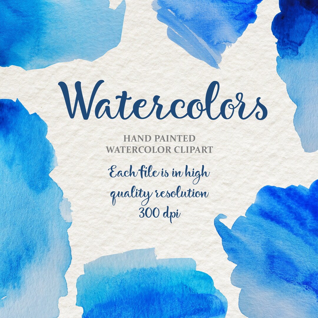 Blue Watercolor Splash Clipart, Watercolor Brush Strokes, Digital ...