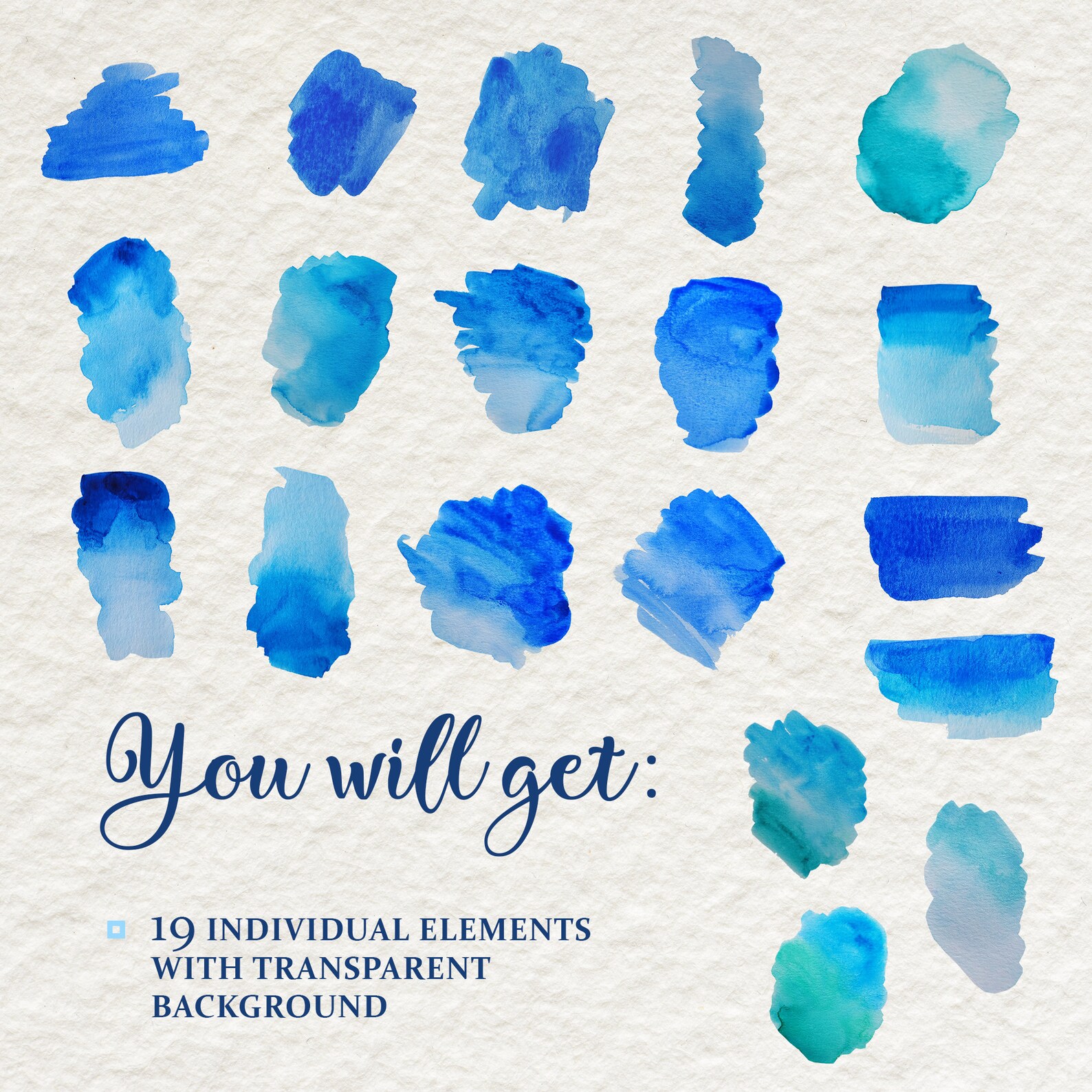 Blue Watercolor Splash Clipart, Watercolor Brush Strokes, Digital ...