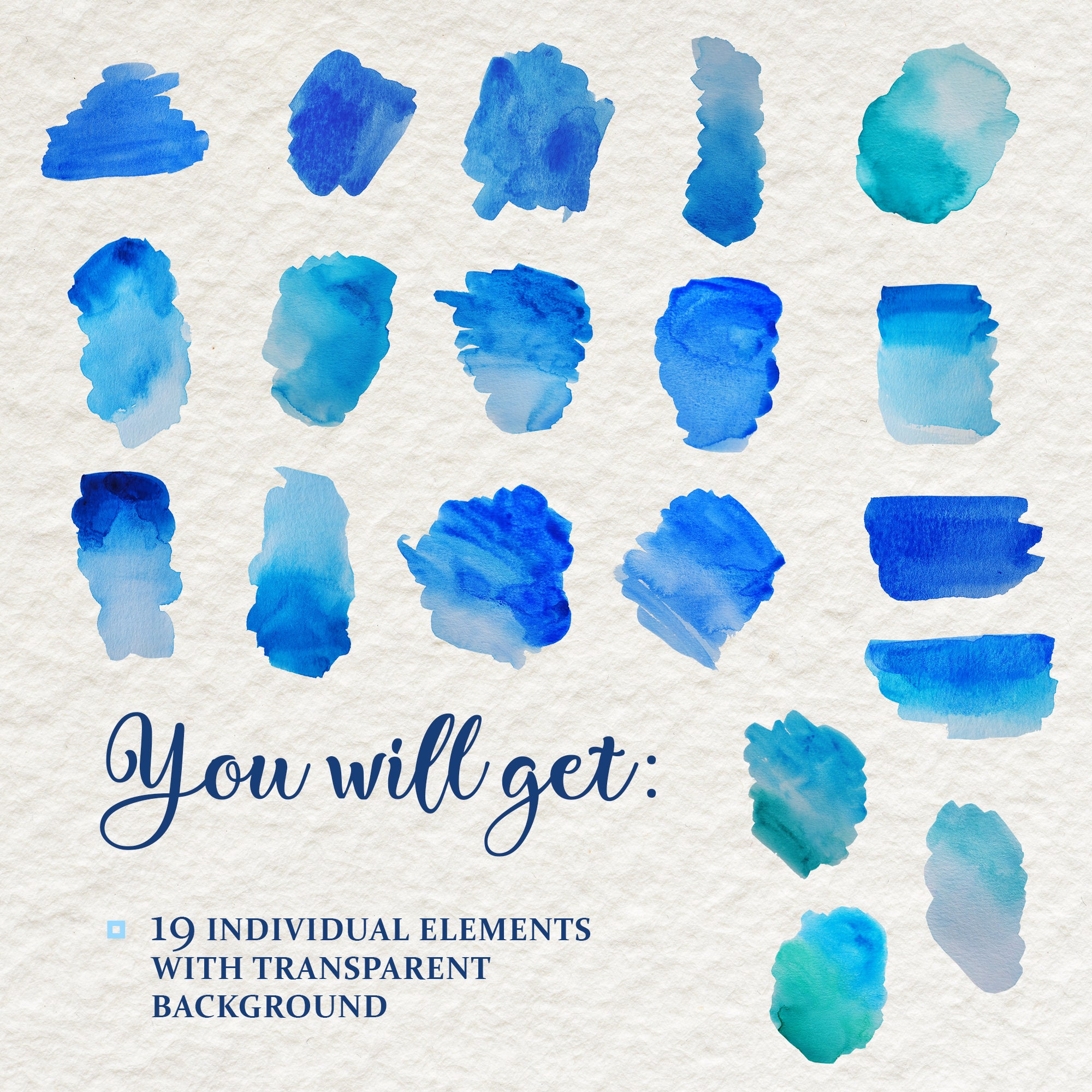 Blue Watercolor Splash Clipart, Watercolor Brush Strokes, Digital ...