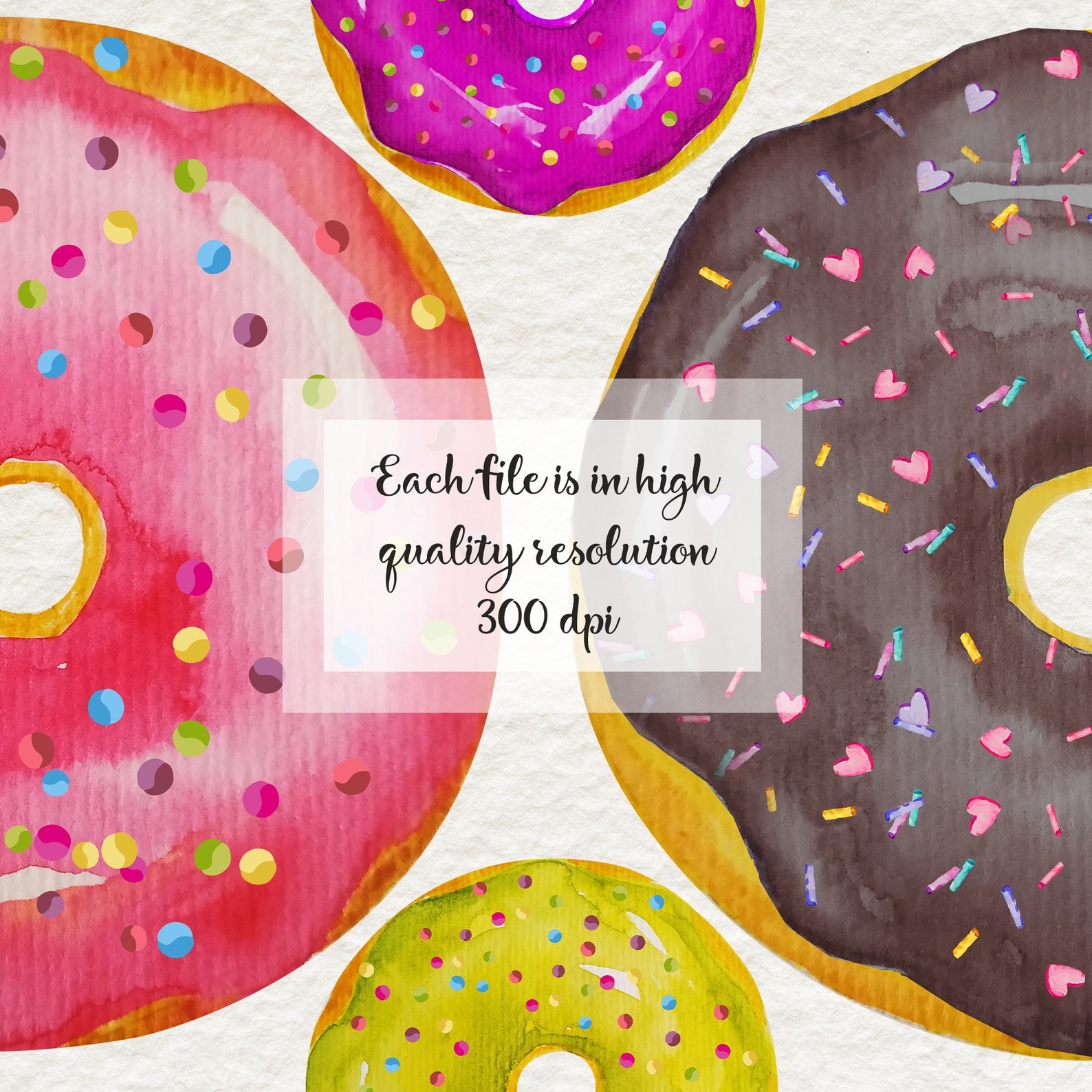 Watercolor Donut Clipart, Doughnut, Hand Painted, Digital Download ...