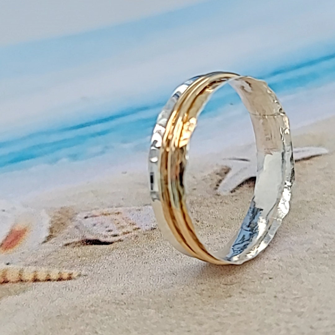 Thumb ring for women, Thumb Rings, mixed metals, Stacked Thumb Ring ...