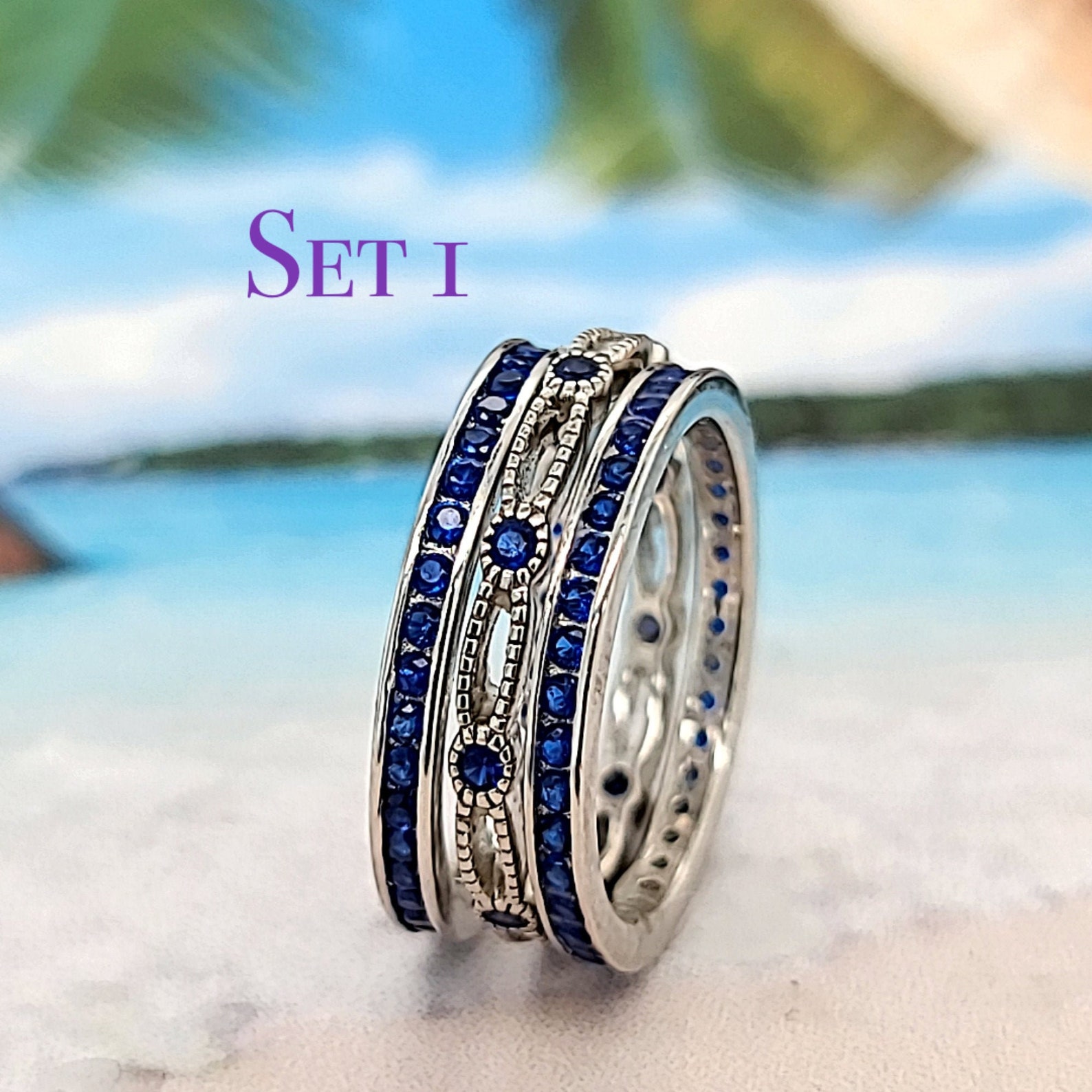 Sapphire Rings Toe Rings Sapphire Ring Set Blue Sapphire - Etsy