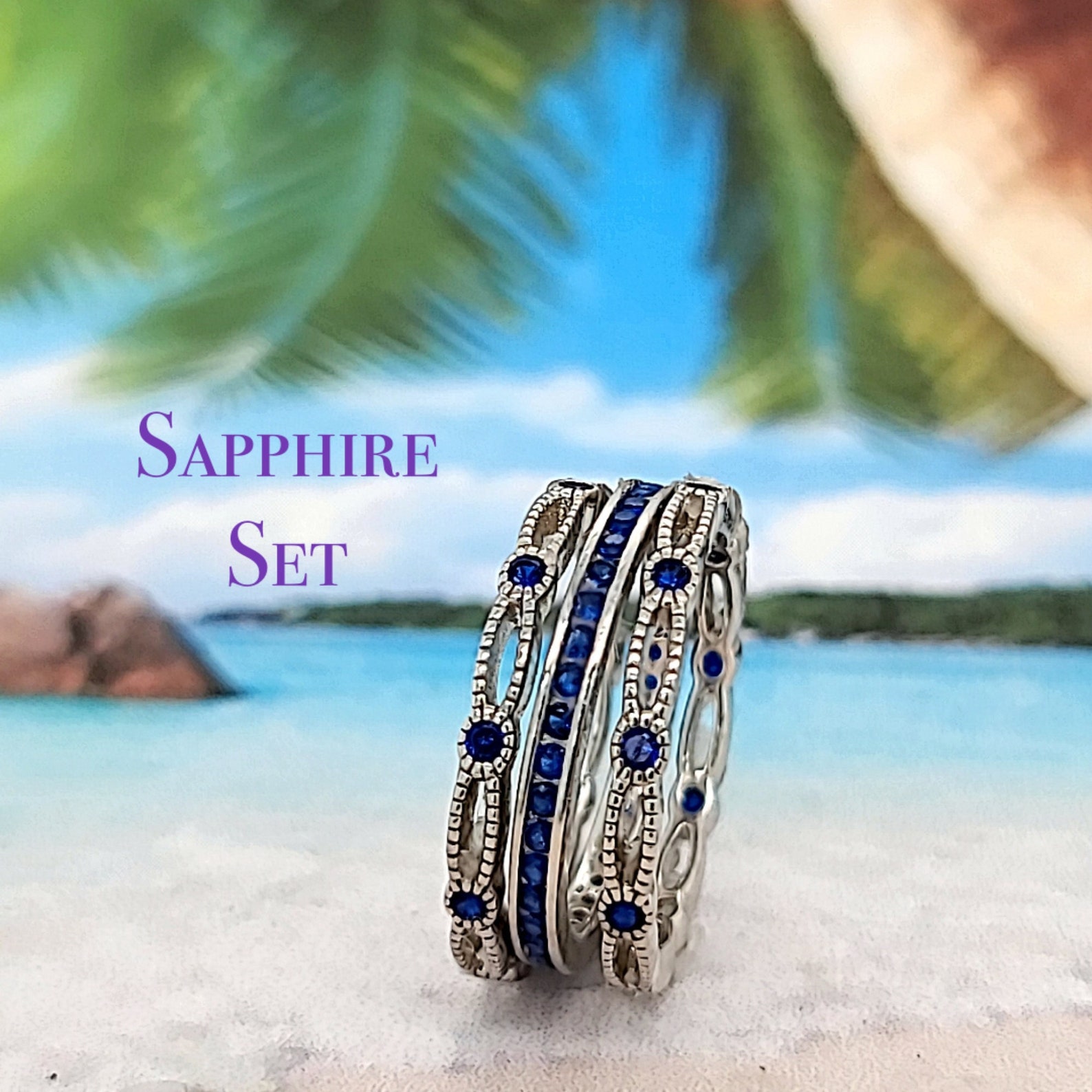 Sapphire Rings Toe Rings Sapphire Ring Set Blue Sapphire - Etsy