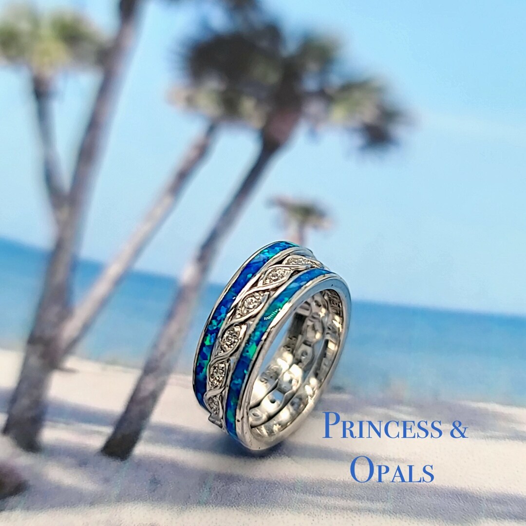 Stackable Rings Opal Rings Stacked Toe Rings Blue Opal - Etsy Nederland