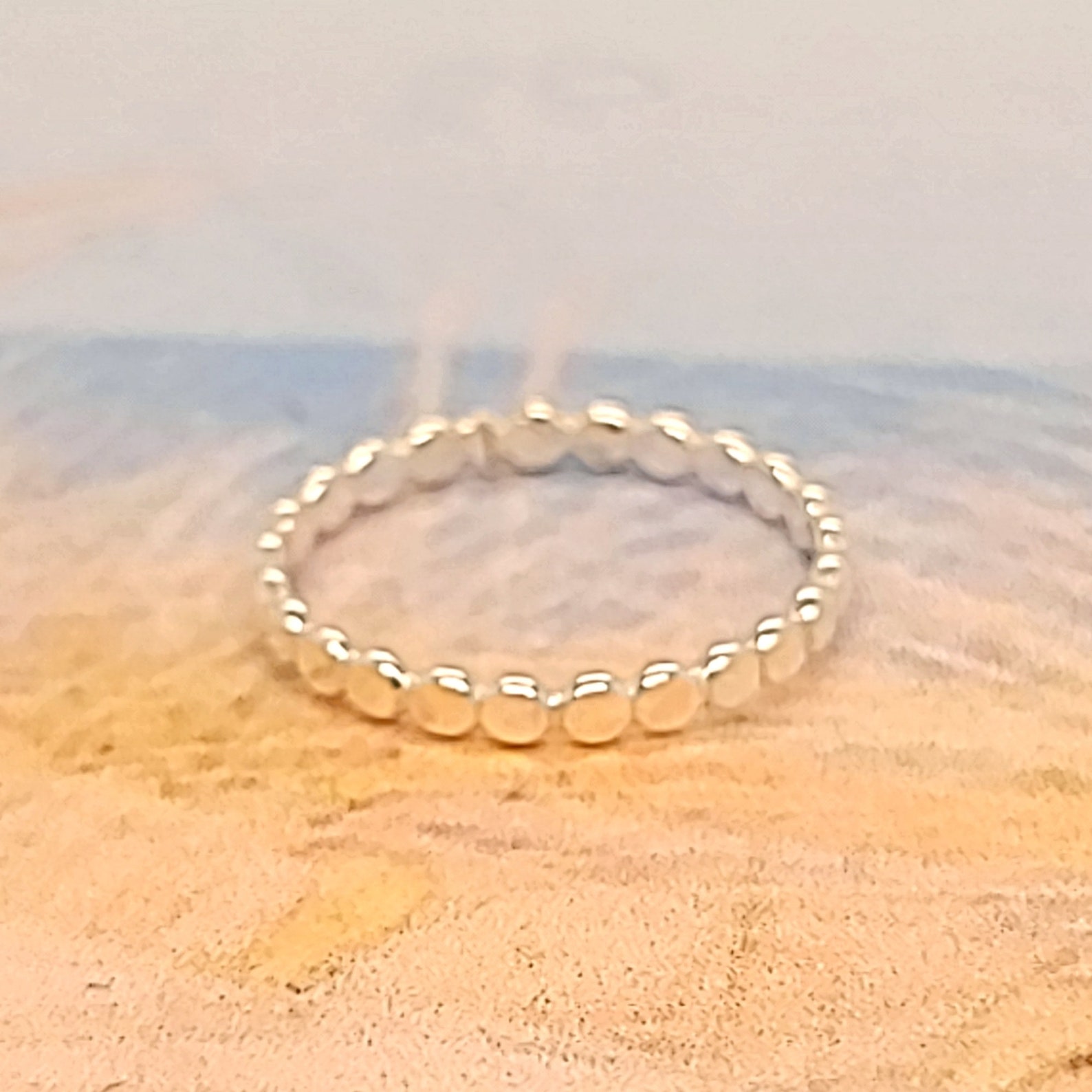 Sterling Silver Beaded Ring Flat Bead Toe Ring Women's - Etsy