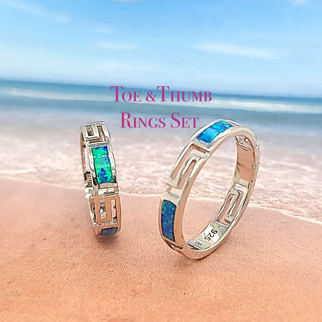 Blue Opal ring /Toe ring/Thumb rings/ Ring Set/Toe Ring for - Etsy.de