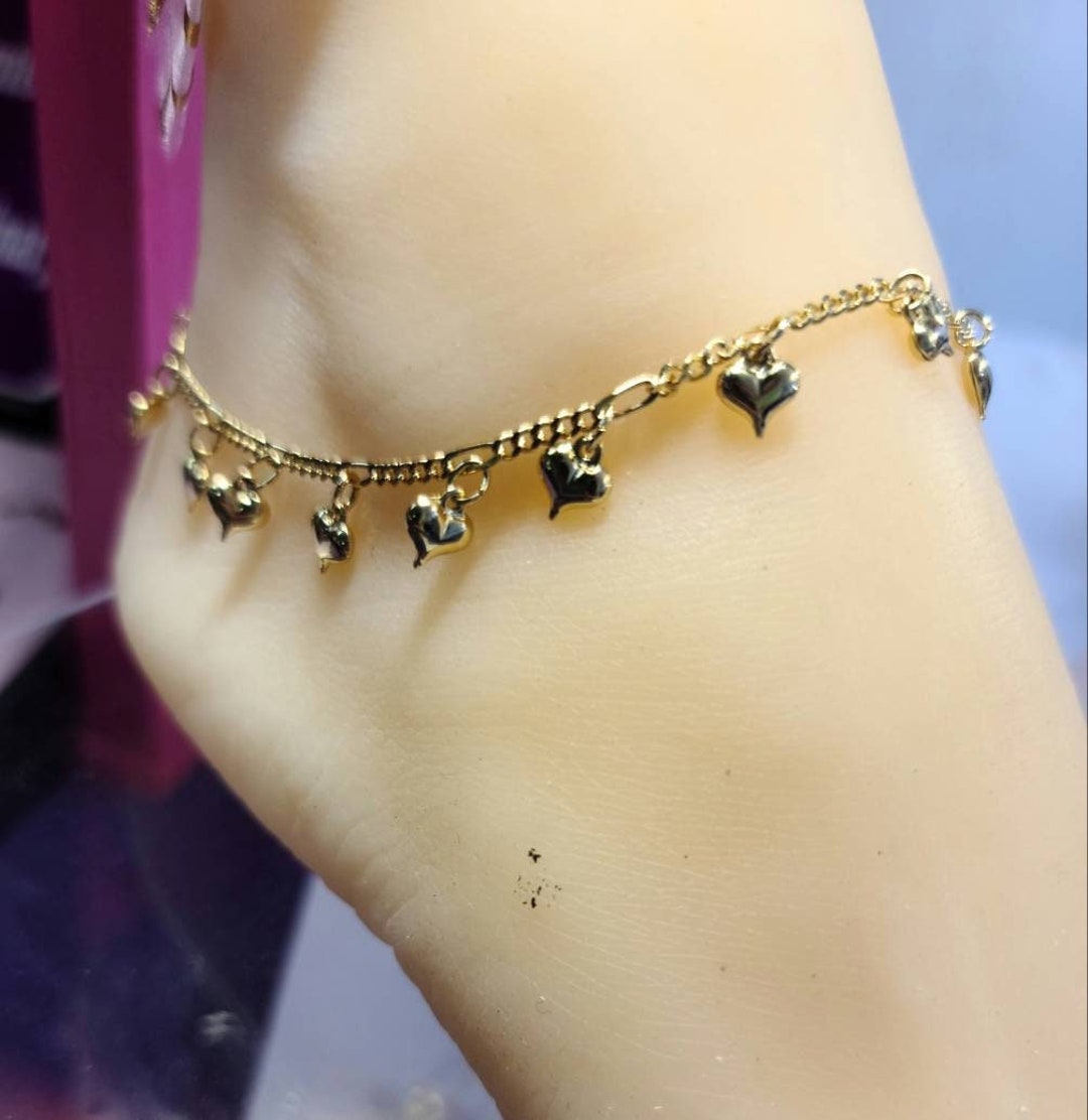 Gold Hearts Anklet, Anklet, Body Jewelry, Ankle Bracelet, Women's ...