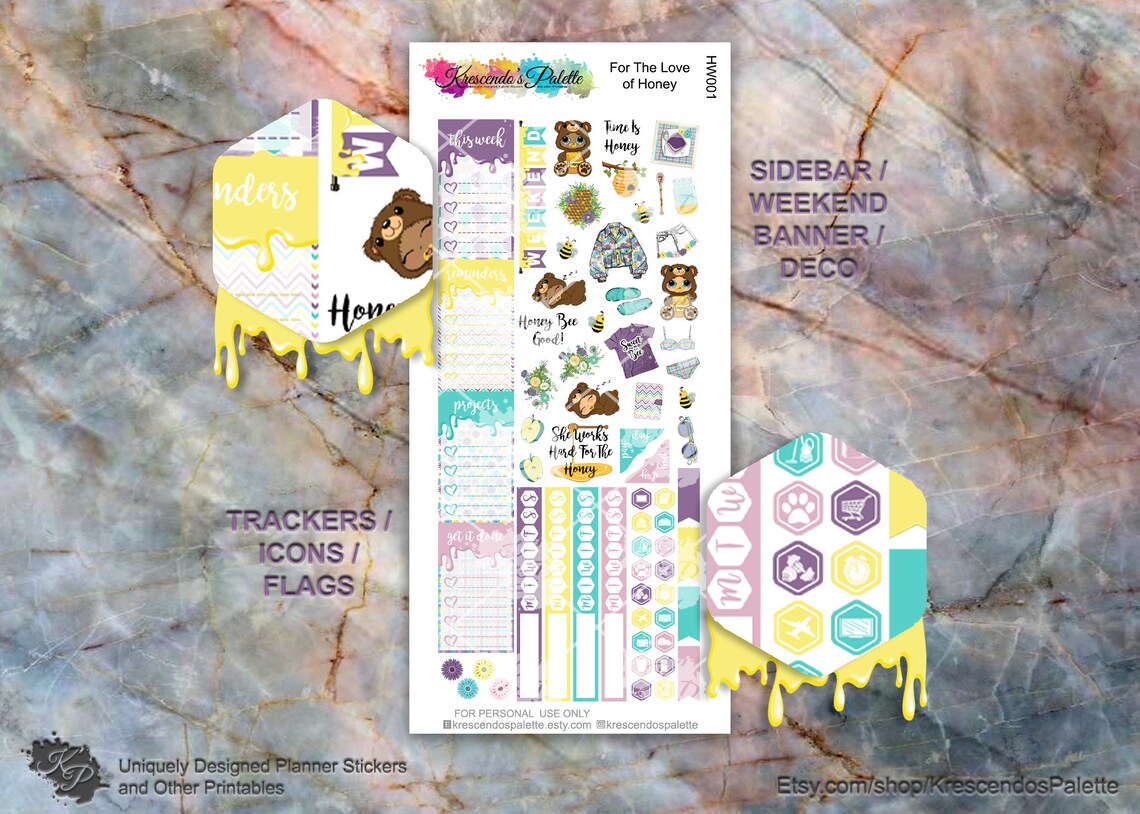 PRINTABLE Hobonichi Weeks Planner Stickers, for the LOVE of HONEY ...