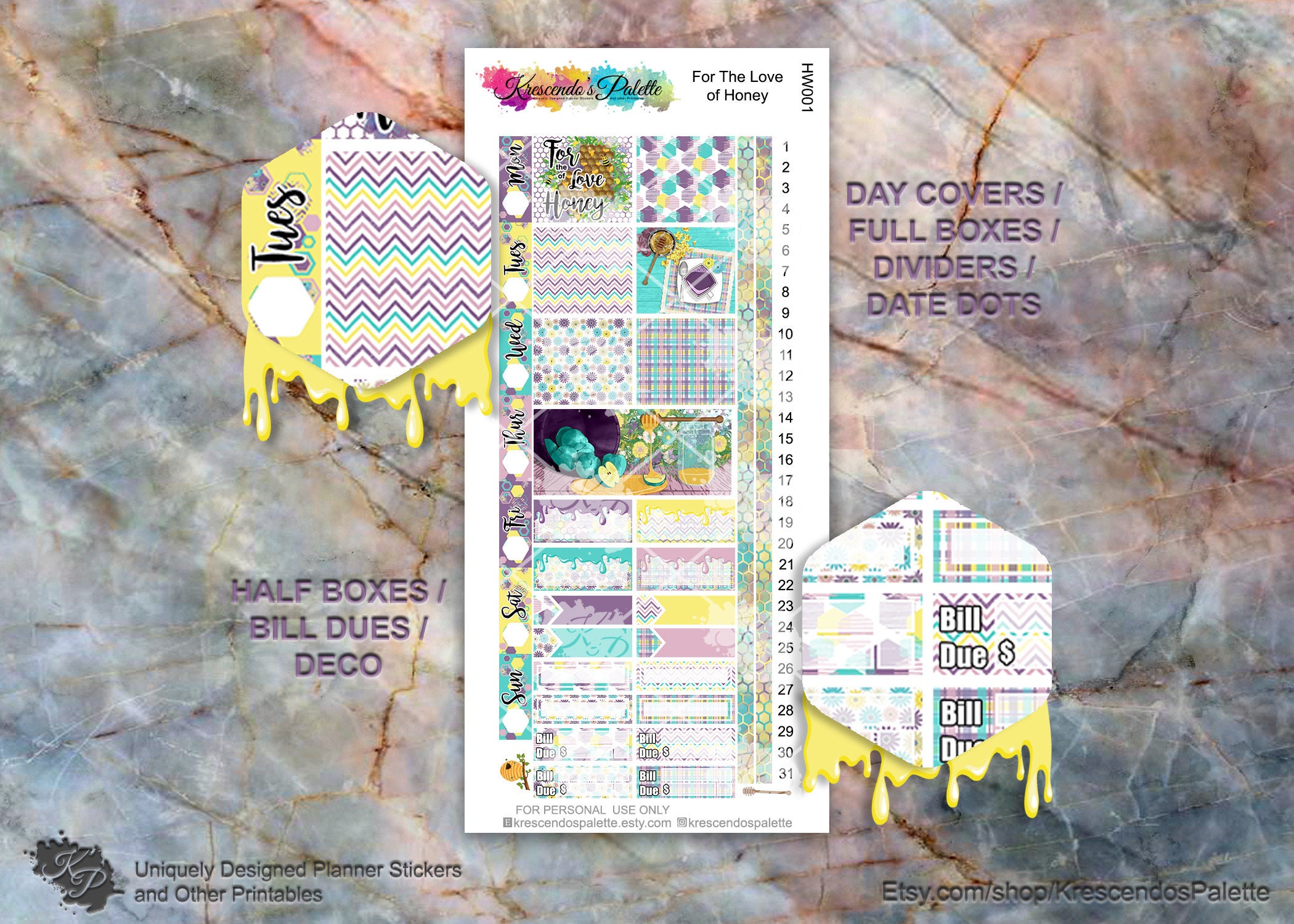 PRINTABLE Hobonichi Weeks Planner Stickers, for the LOVE of HONEY ...