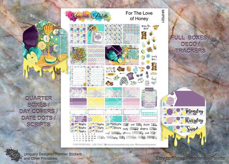 PRINTABLE Mini Happy Planner Stickers, for the LOVE of HONEY Planner ...