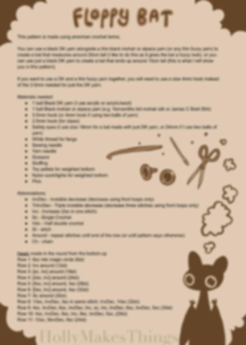 DIGITAL DOWNLOAD Floppy Bat Crochet Pattern - Etsy