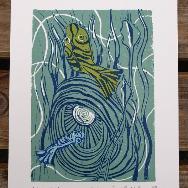 Fish Linocut - Etsy