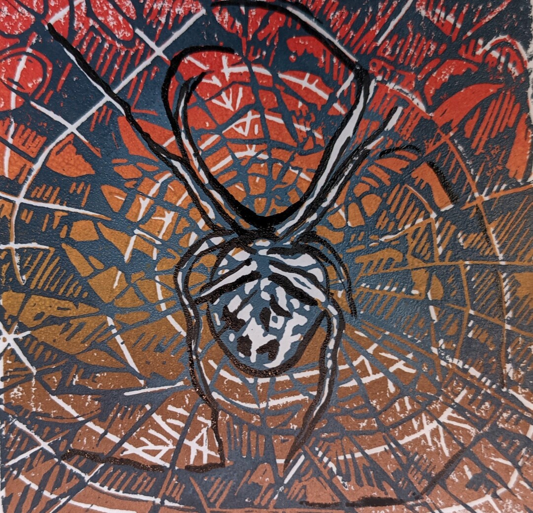Homespun a Spider Linocut Print Multi Block Reduction Print - Etsy