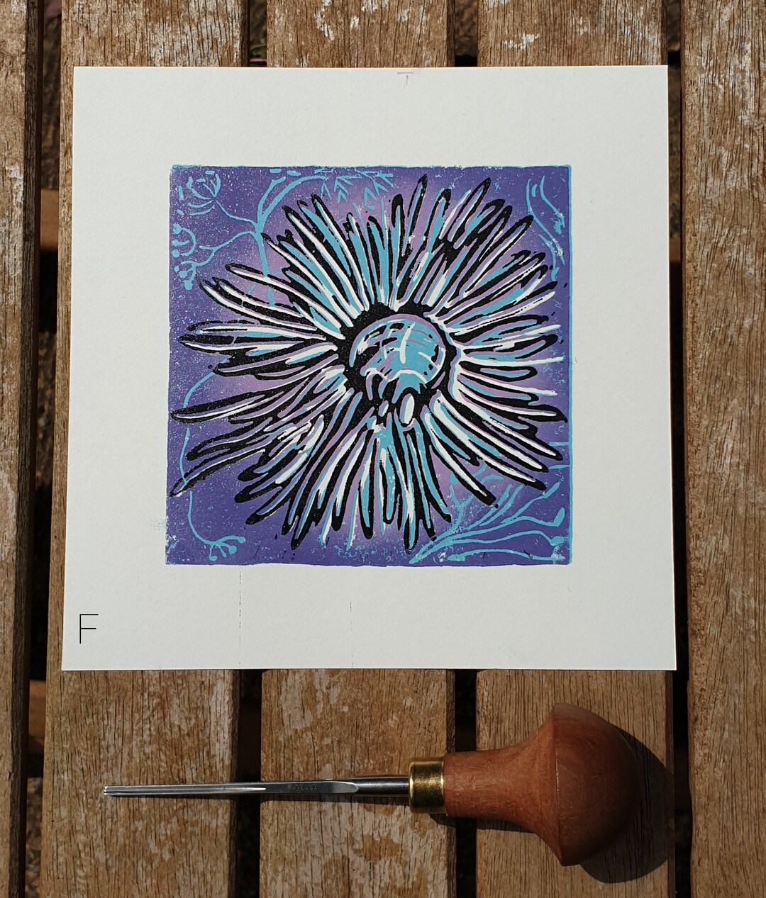 Blooming Thistle Mini Print Linocut Botanical Flower Weed - Etsy
