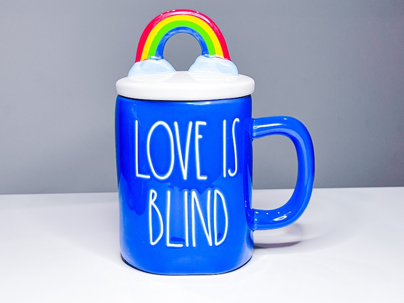 Rae Dunn “love is Blind” Coffee Mug With Rainbow Lid - Etsy