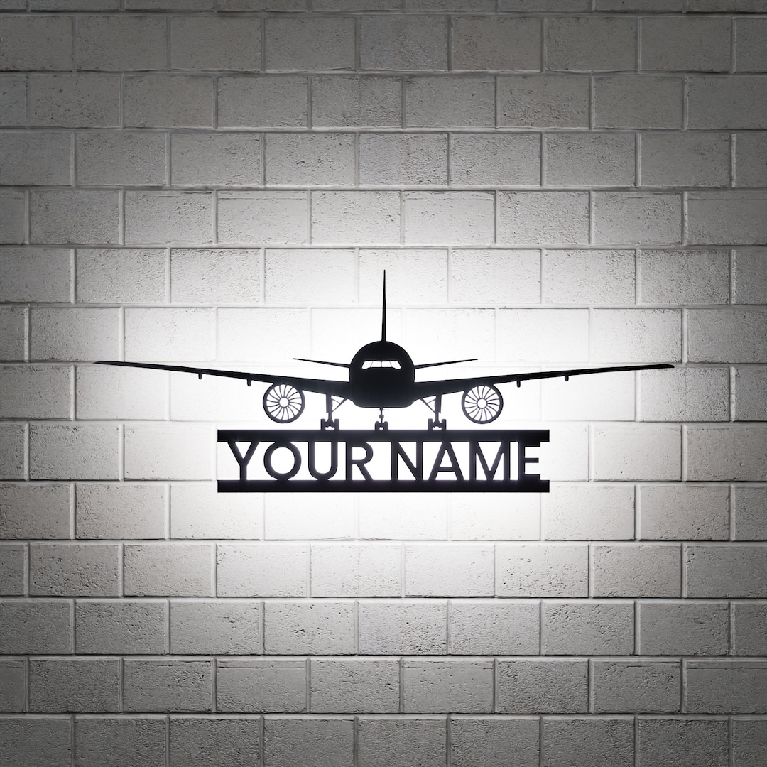 Airliner RGB Led Wall Sign, Airplane Charm, Metal Wall Decor - Etsy
