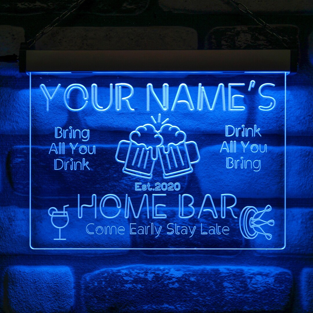 Custom Home Bar Sign for Pub Decor, Home Bar Neon Signs, Established ...