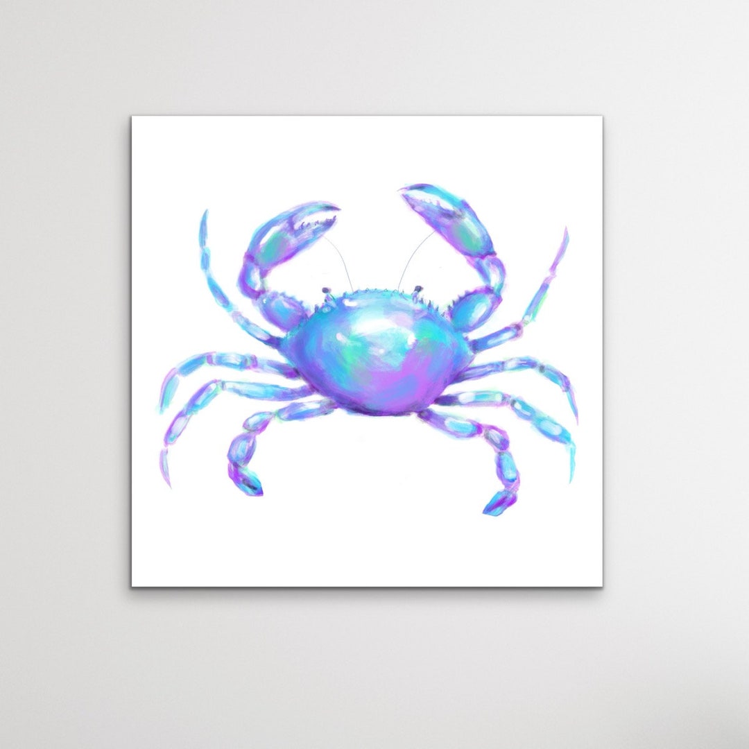 Crab Wall Art , BEACH CRAB- Crab Art Print on Canvas Coastal , Beach ...