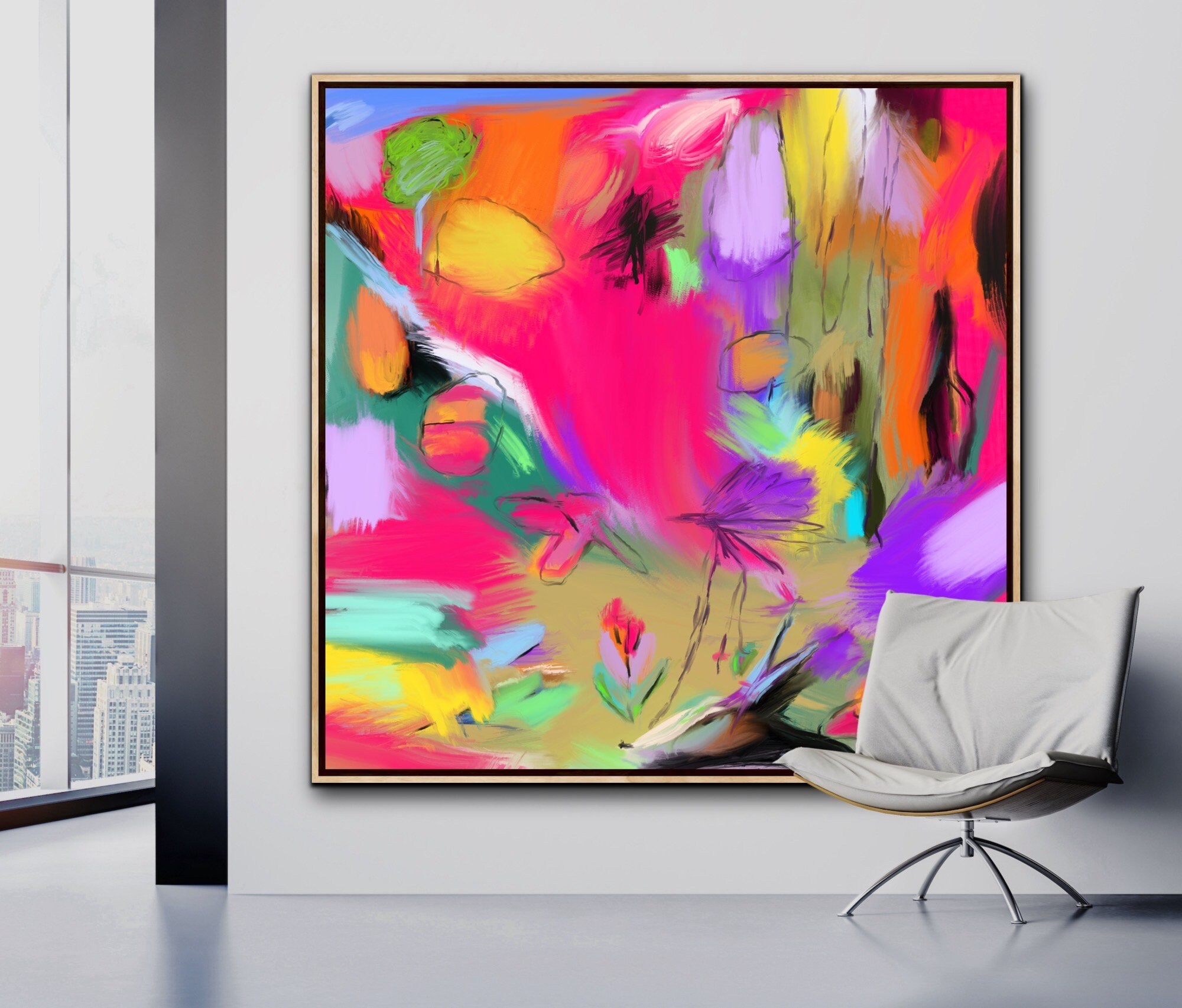 Bold Colorful Abstract, Large JUNGLE LOVE, New Media, Limited Edition ...
