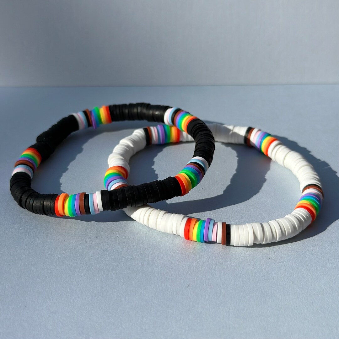 LGBTQ Pride Colors Heishi Polymer Clay Disc Bead Stretchy Pan Trans POC ...