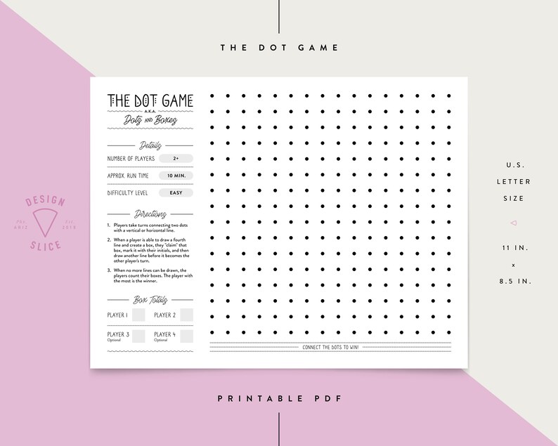 The Dot Game / Dots & Boxes / Printable / Instant Download / U.S ...