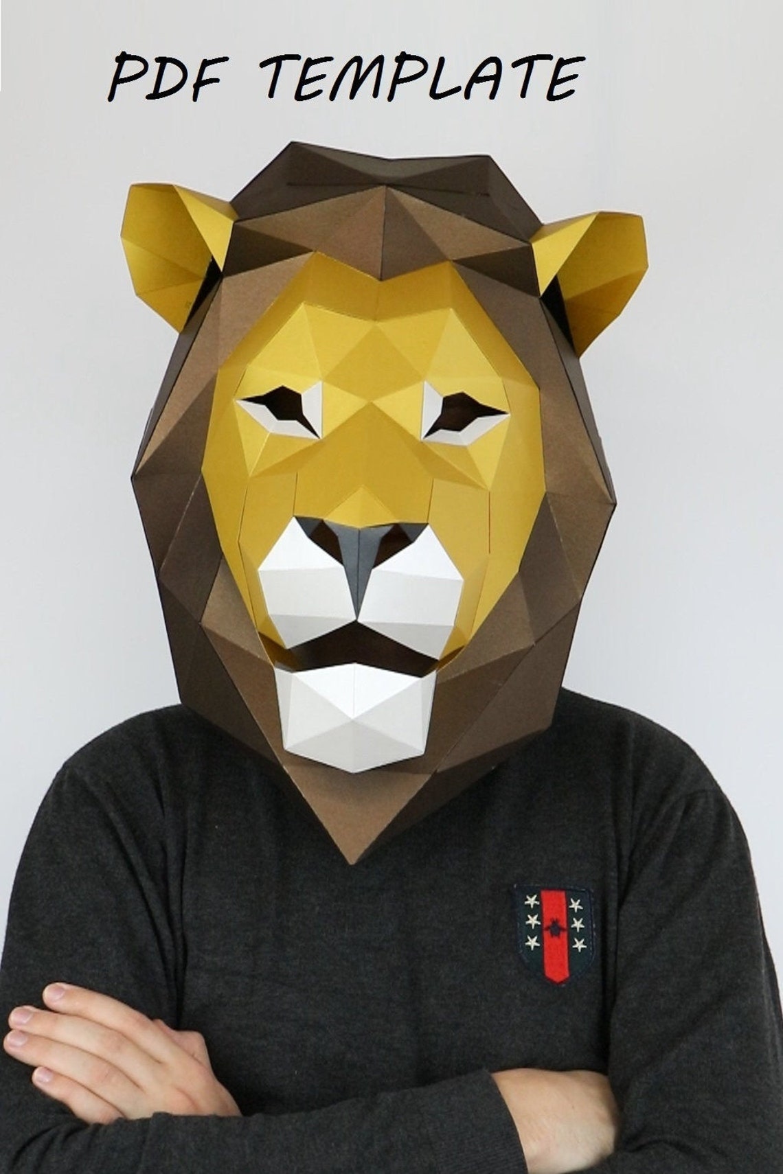 DIY Lion Mask 3D Paper Craft Template Halloween Mask | Etsy