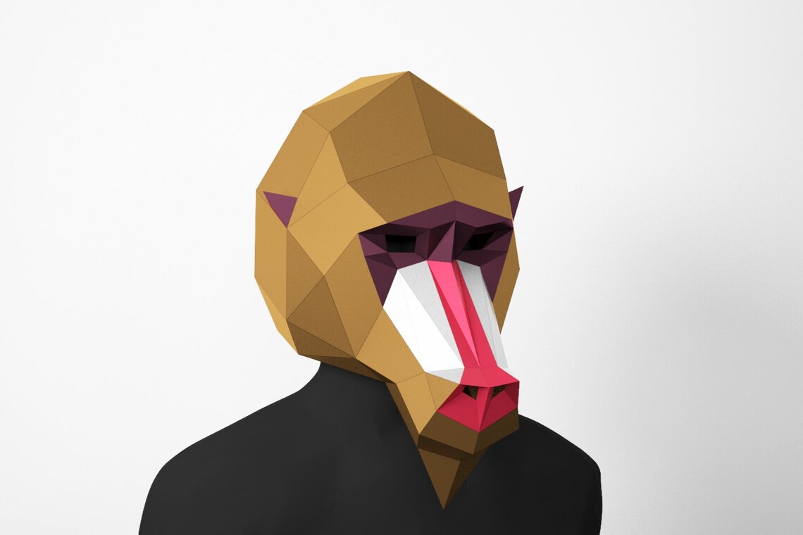 Baboon Mask DIY Low Poly Mask Paper Craft Mask Pdf Template | Etsy