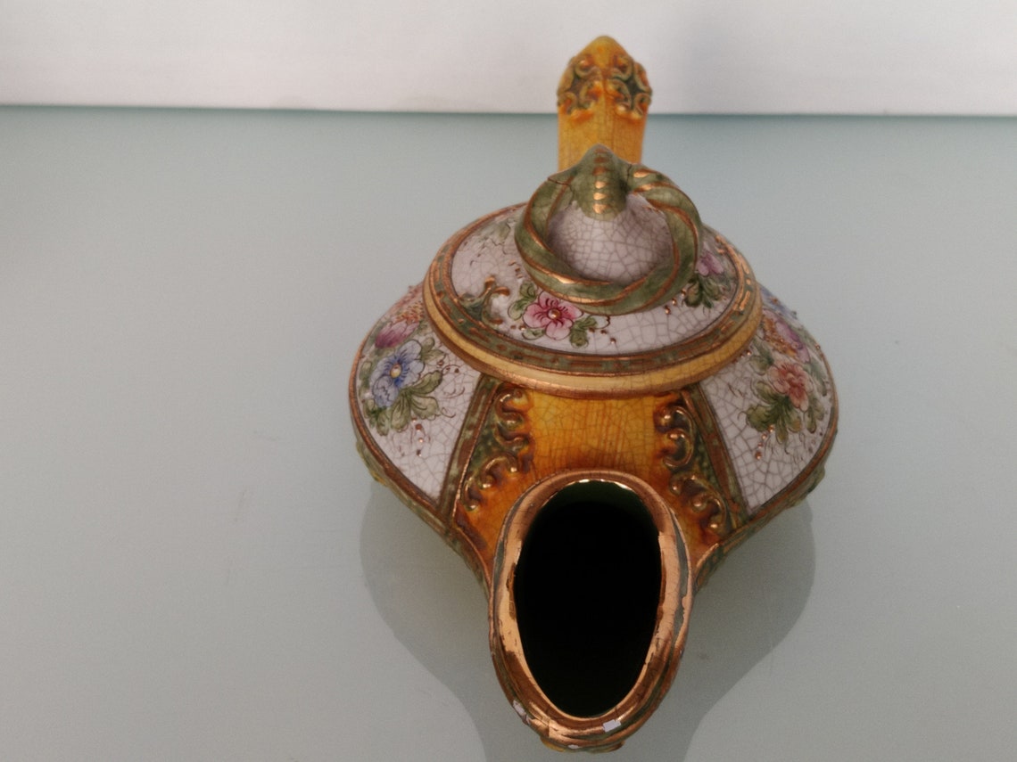 Vintage Deruta Ceramic Aladdin's Lamp Shape With Lid Hand - Etsy