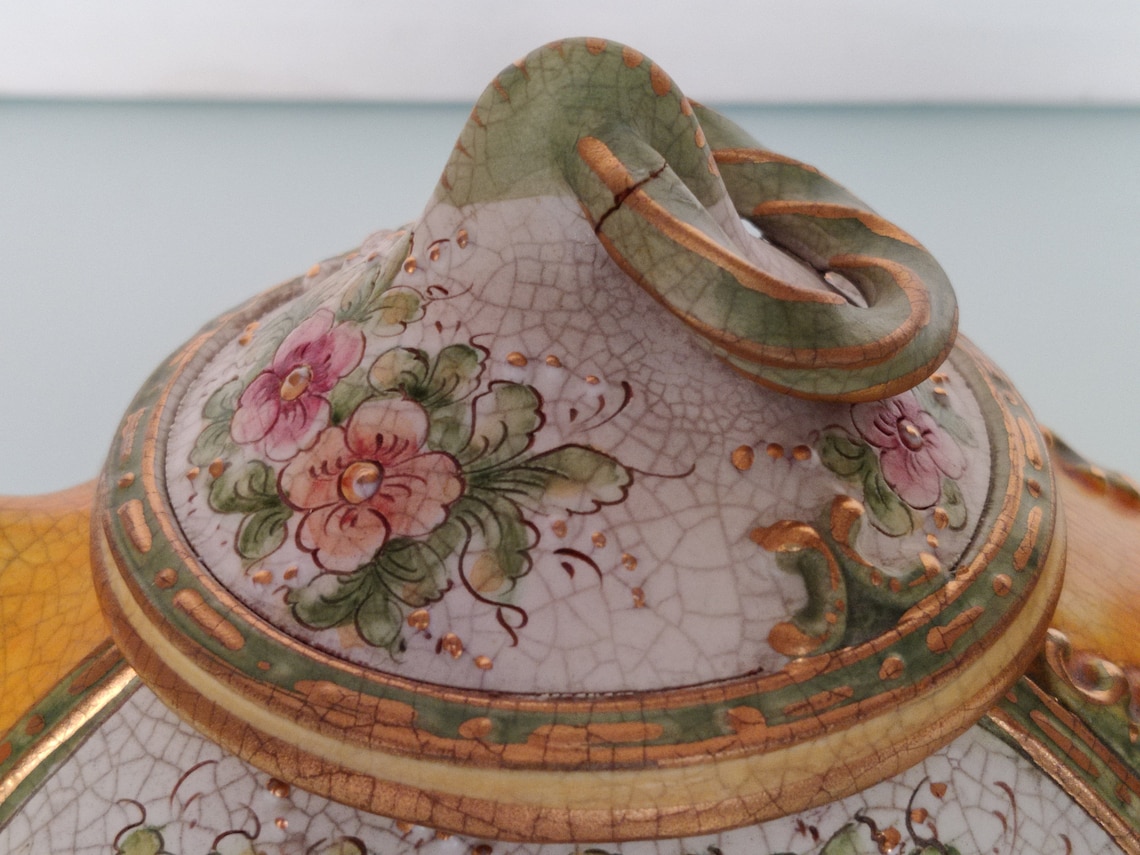 Vintage Deruta Ceramic Aladdin's Lamp Shape With Lid Hand - Etsy