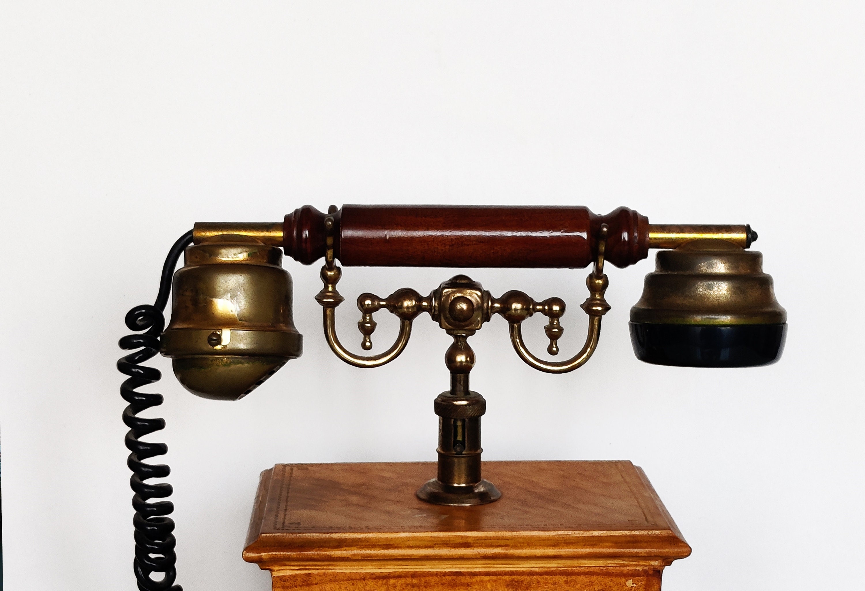 Vintage Desk Phone Retro style Table Phone Leather | Etsy