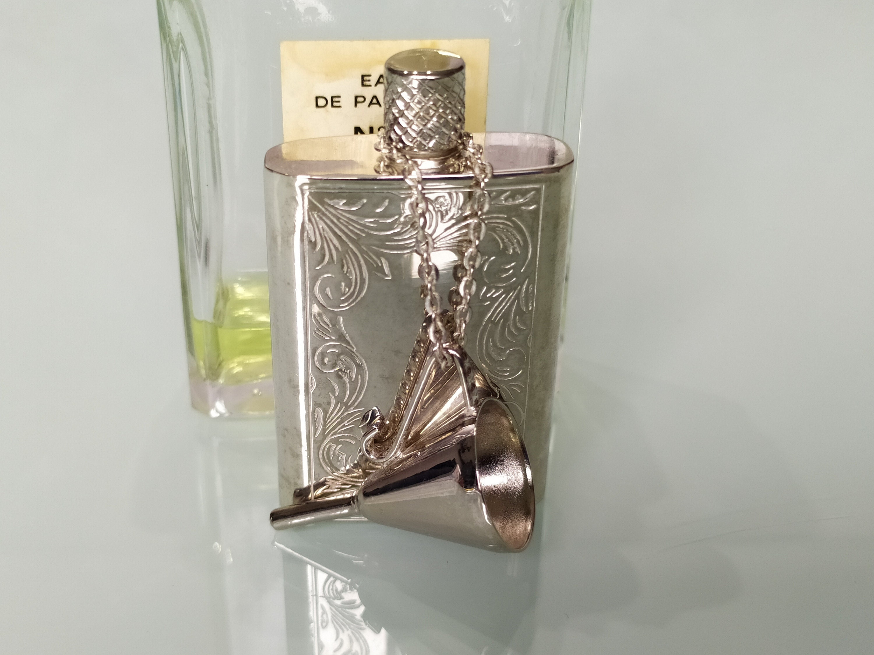 Silver Plated Perfume Bottle With Funnel | Etsy
