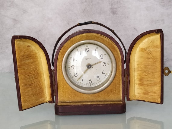 Deco Vintage Small Table Clock Table Clock With Leather Case | Etsy