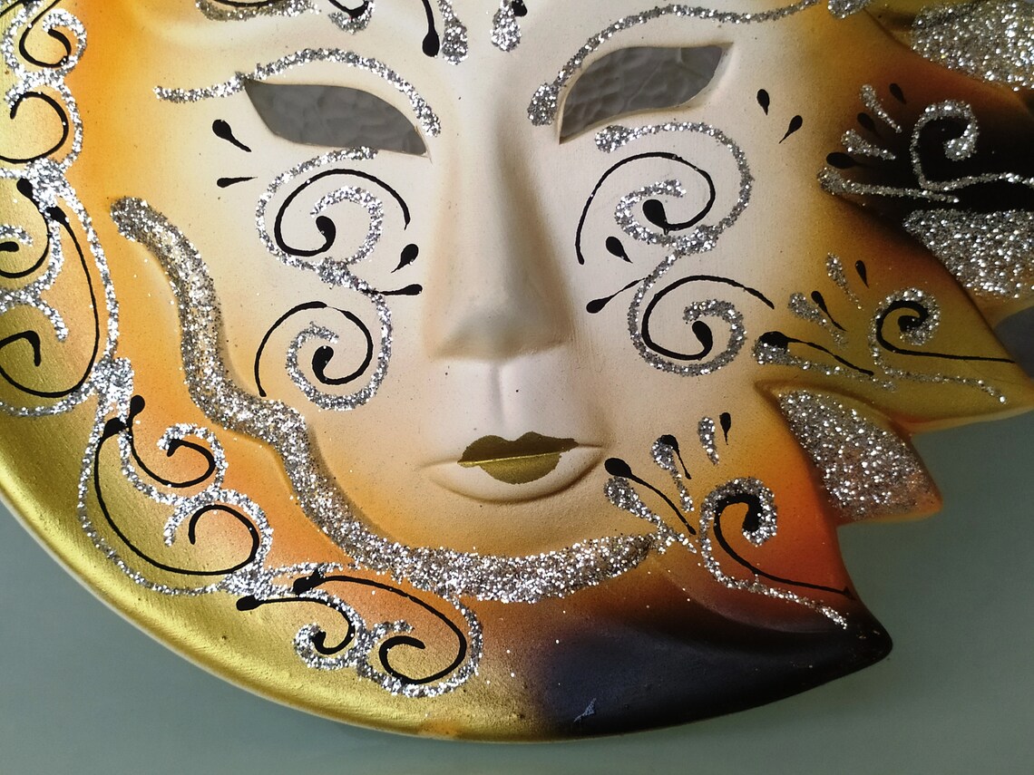 Vintage Hanging Mask Hand-painted Ceramic Mask | Etsy