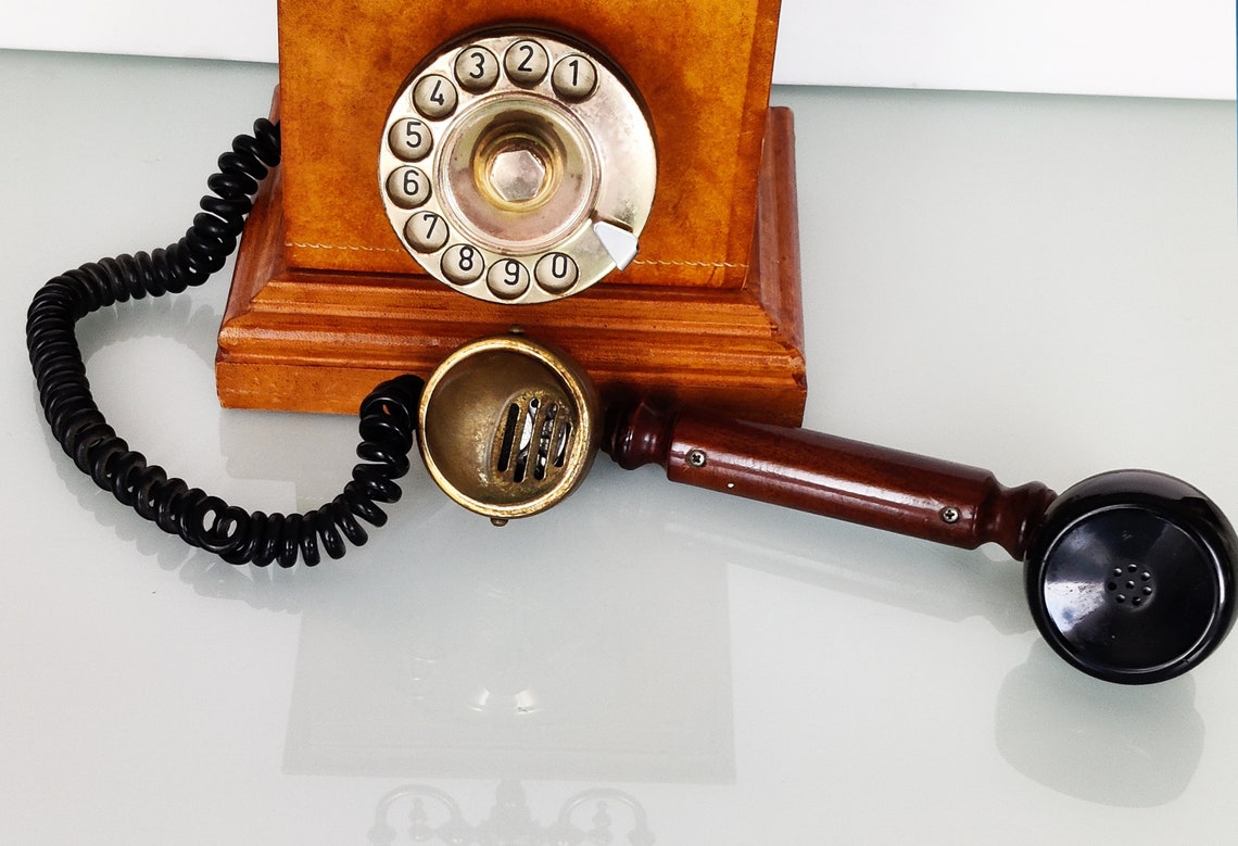 Vintage Desk Phone Retro style Table Phone Leather | Etsy
