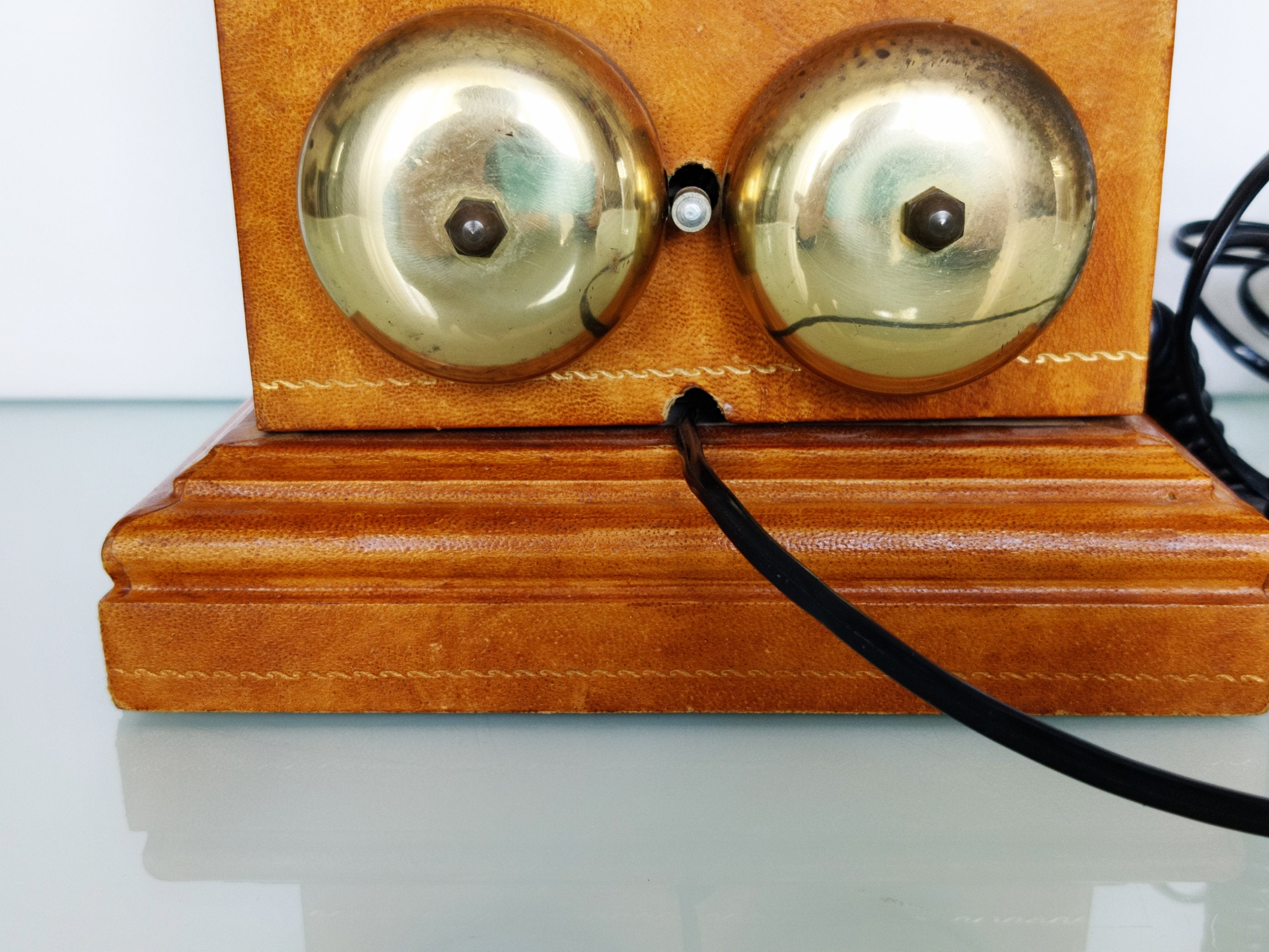 Vintage Desk Phone Retro style Table Phone Leather | Etsy