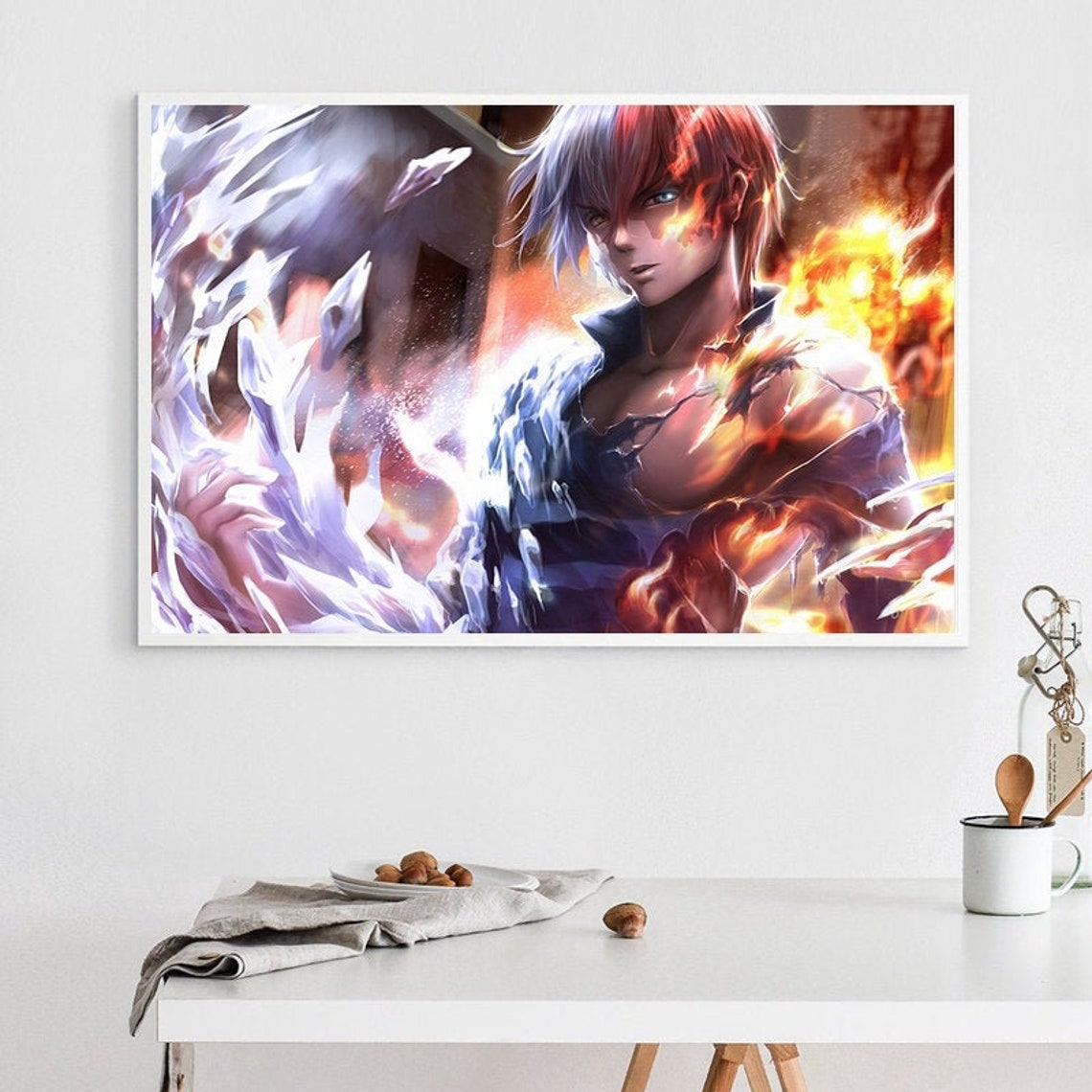 My Hero Academia Todoroki Poster Canvas Painting Wall Art | Etsy