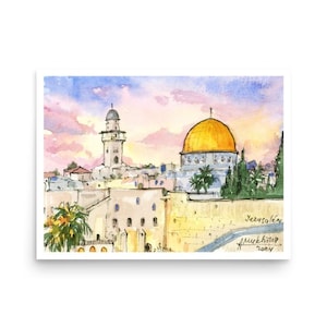 Jerusalem Art Print Israel Watercolor Poster From Original Painting by ...