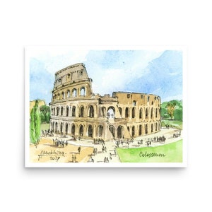 Colosseum Art Print Rome Italy Poster From Original Watercolor Painting ...