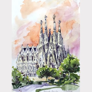 Sagrada Familia Painting Original Artwork Barcelona Spain Cityscape ...