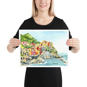Cinque Terre Italy Poster Manarola Art Watercolor Print From Original ...